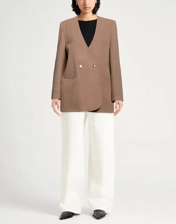 ALYSI Chocolat Coat Taupe Size Virgin Wool