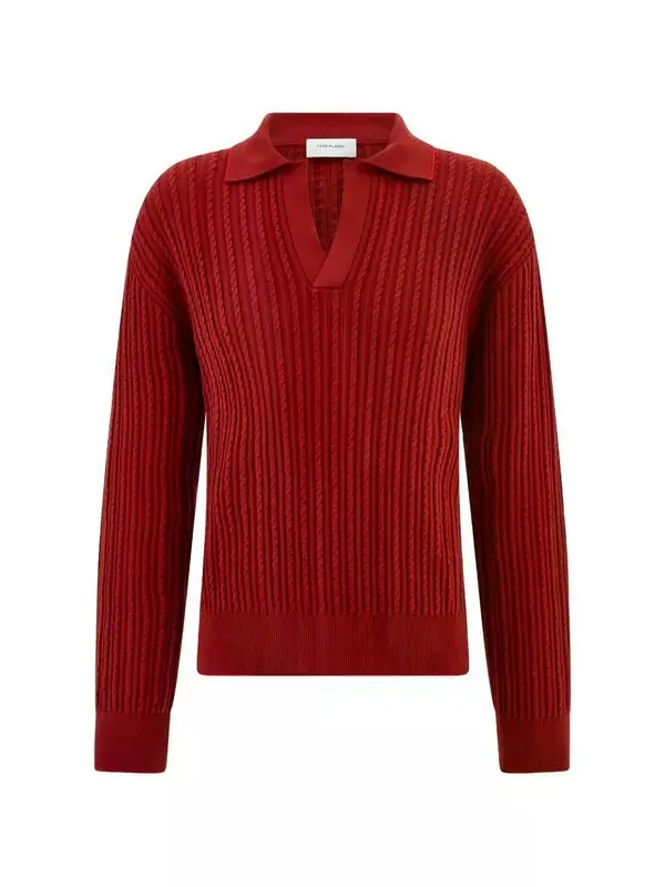 FERRAGAMO Knitted Polo Sweater - Red
