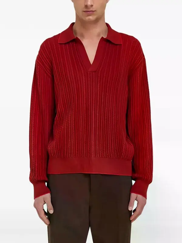 FERRAGAMO Knitted Polo Sweater - Red