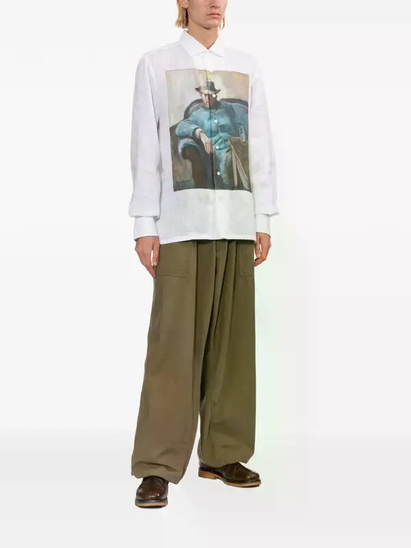 Junya Watanabe Graphic-print Linen Shirt