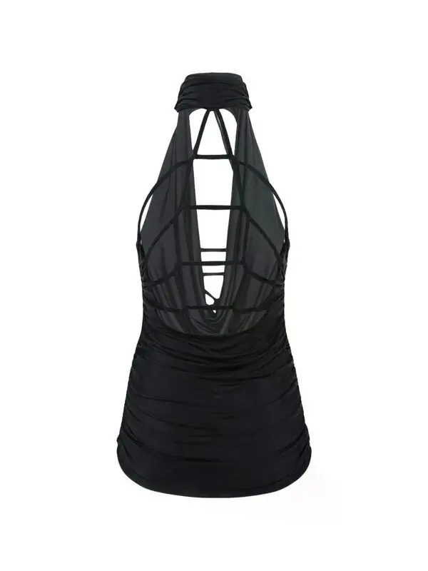 Blumarine Ruched Halterneck Top - Black