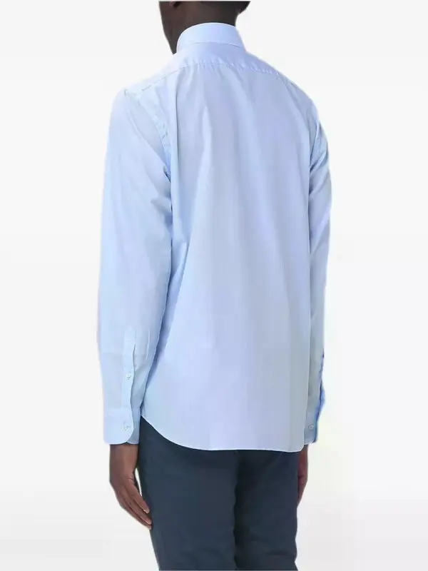 BROOKSFIELD Embroidered-logo Poplin Shirt - Blue