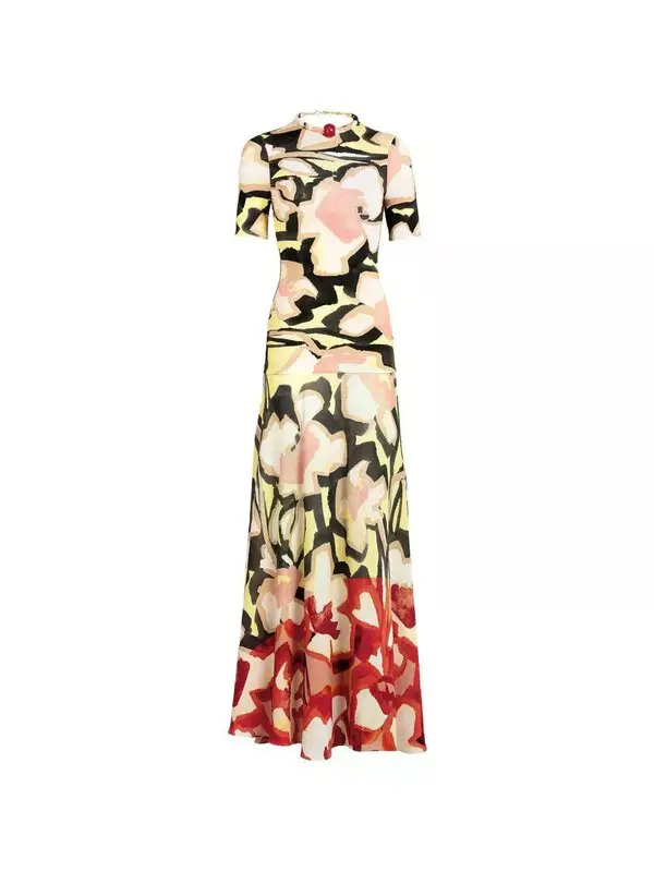 Silvia Tcherassi Beca Floral-print Maxi Dress - Neutrals