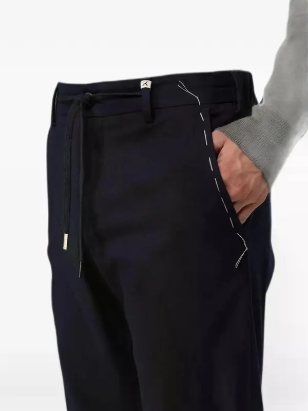 MYTHS Navy Flannel Texture Drawstring Trousers
