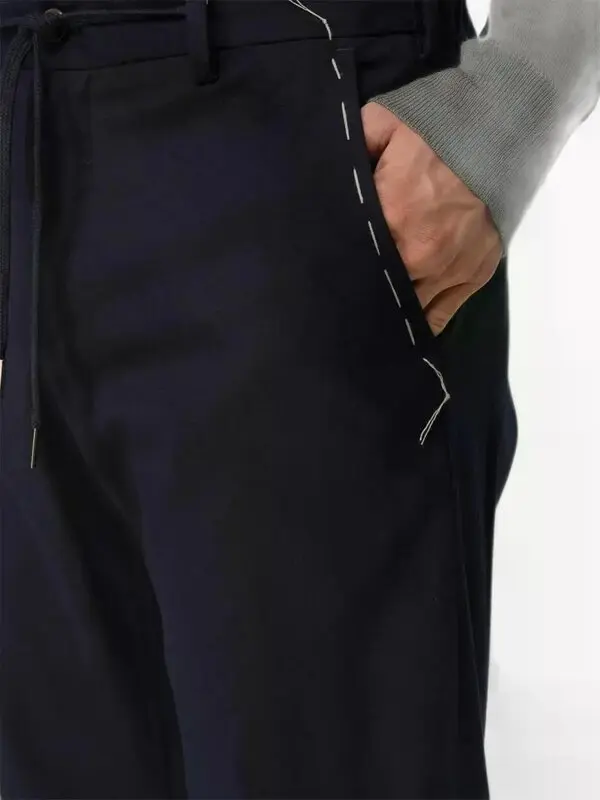 MYTHS Navy Flannel Texture Drawstring Trousers