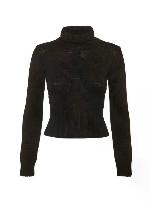 Dolce & Gabbana Wool Rib-knit Roll Neck Sweater - Black