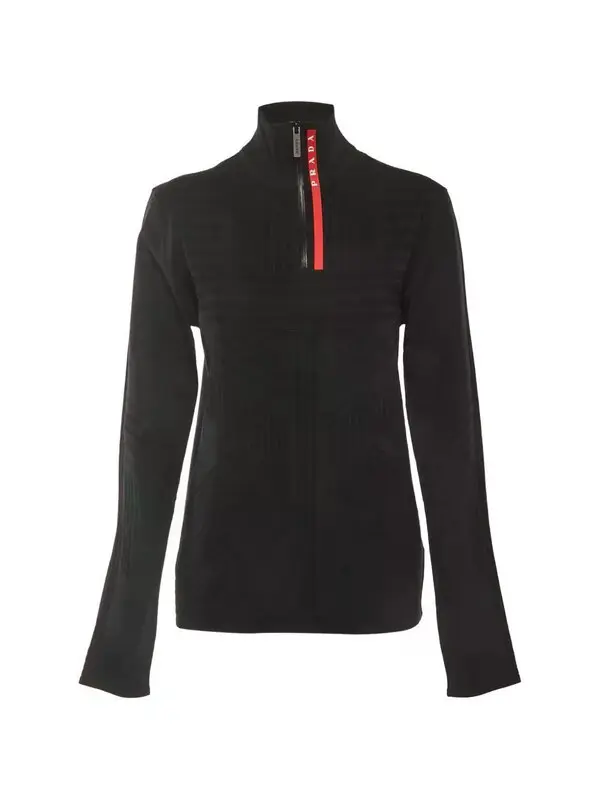 Prada Textured Knit Quarter-zip Sweater