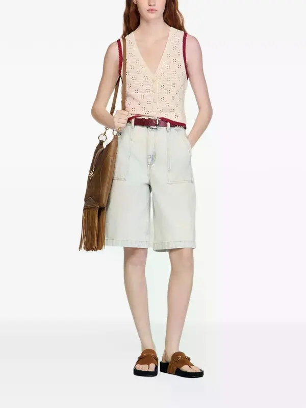 Sandro Crochet-knit Vest - Neutrals