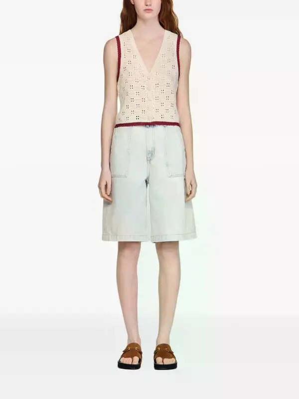 Sandro Crochet-knit Vest - Neutrals