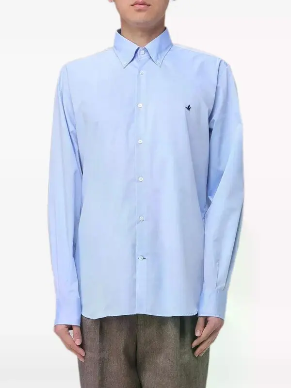 BROOKSFIELD Poplin Logo-embroidered Shirt - Blue