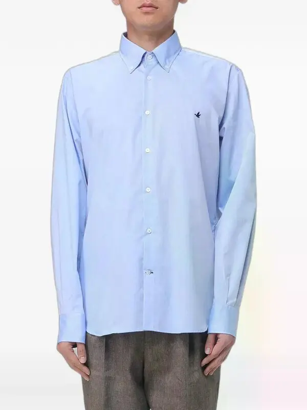 BROOKSFIELD Poplin Logo-embroidered Shirt - Blue