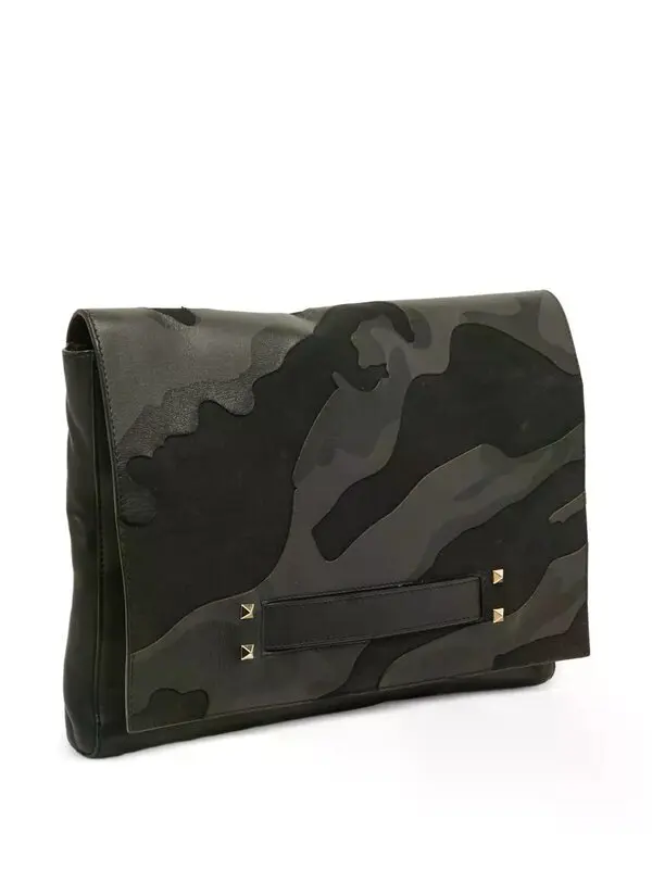 Valentino Garavani Stud-embellished Camouflage Clutch Bag - Black