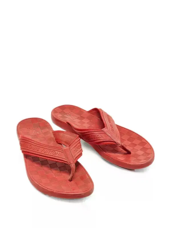 LOUIS VUITTON Check-textured Thong Flip Flops