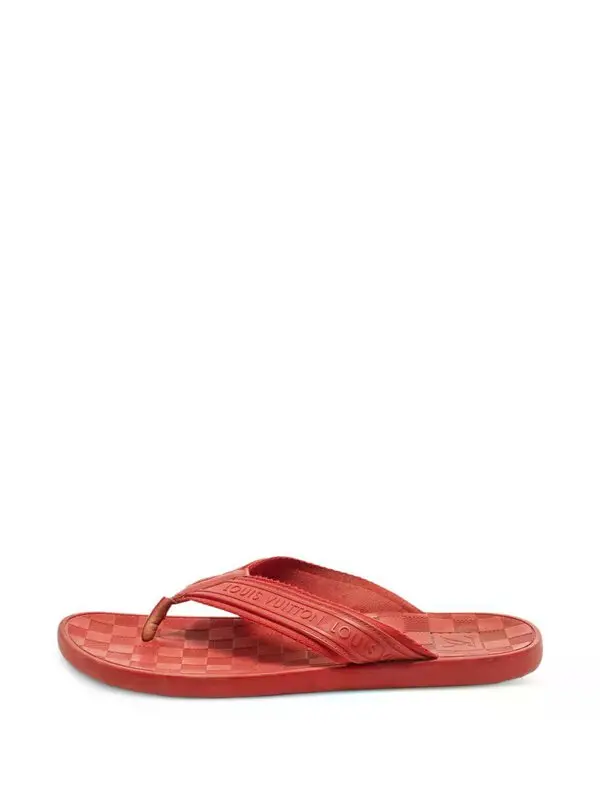 LOUIS VUITTON Check-textured Thong Flip Flops - Red
