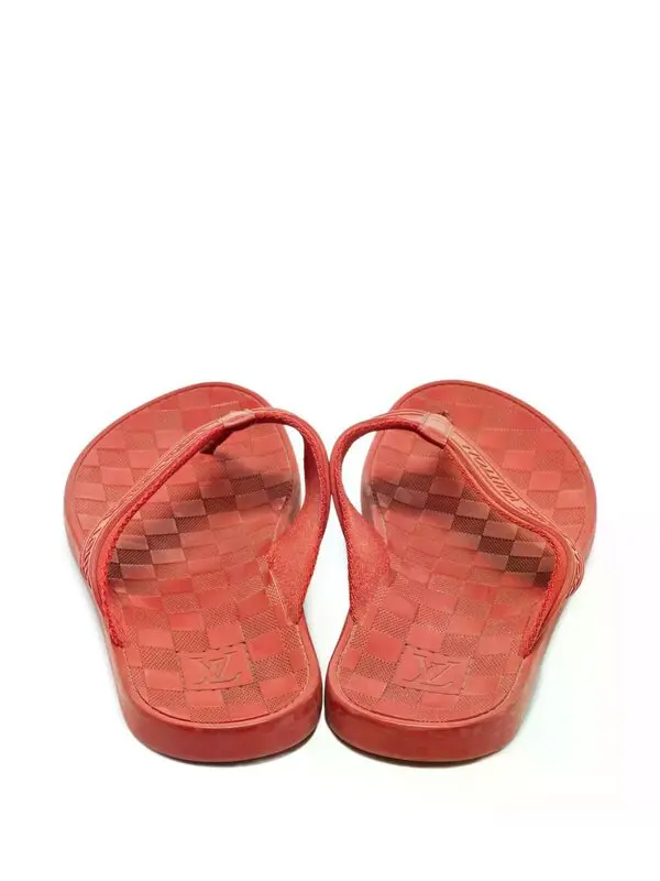 LOUIS VUITTON Check-textured Thong Flip Flops