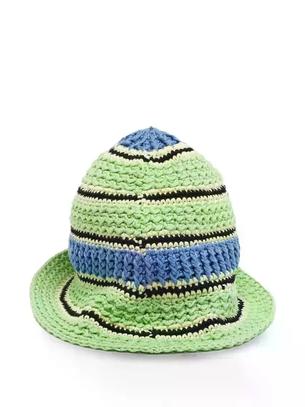 Stella McCartney Striped Crochet Bucket Hat - Green