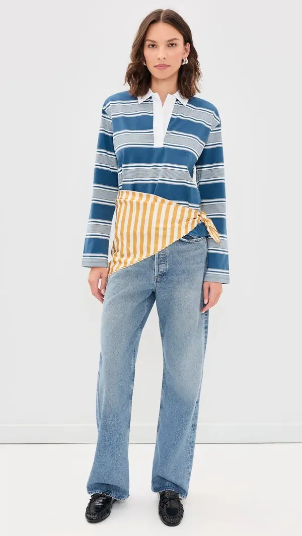 Rag & Bone Kelly Stripe Long Sleeve Polo