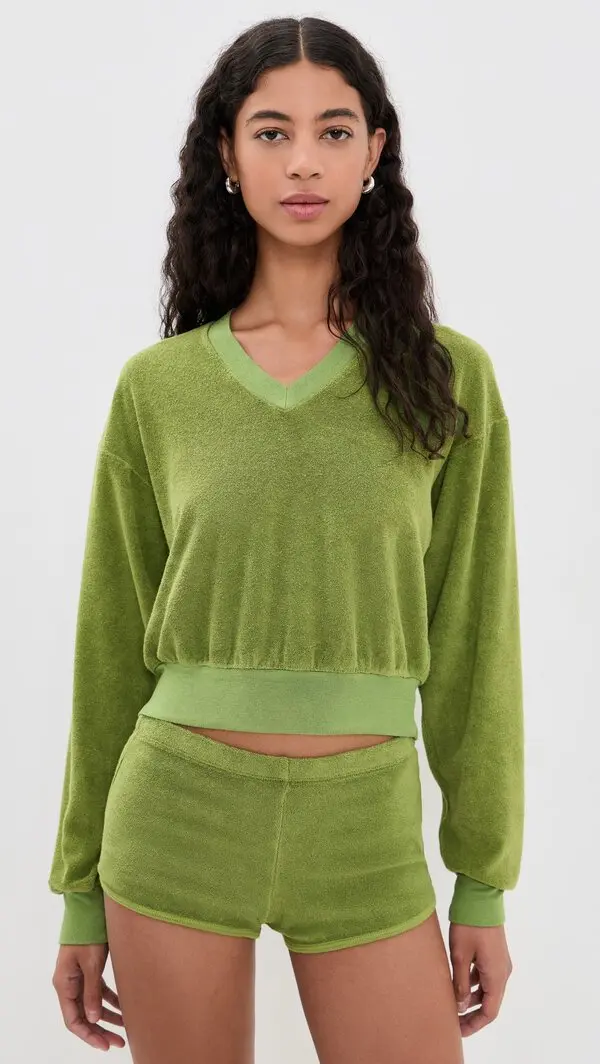 Eterne Cropped V Neck Sweatshirt