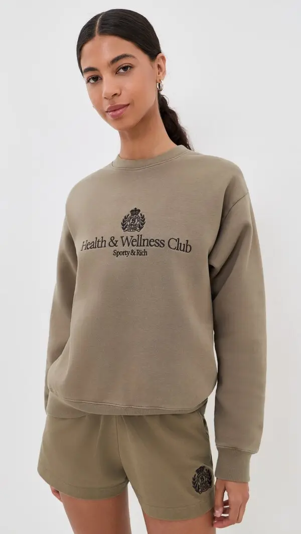 SPORTY & RICH H & W Crest Embroidered Crewneck