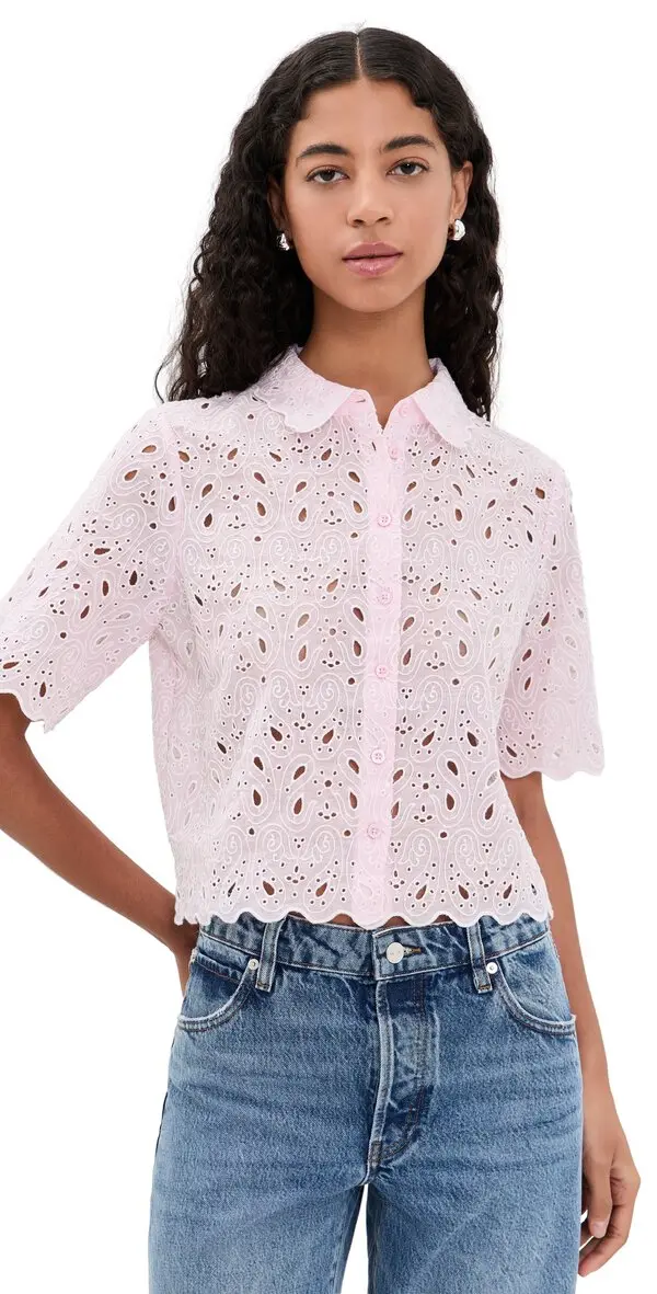 FRAME The Paisley Eyelet Top