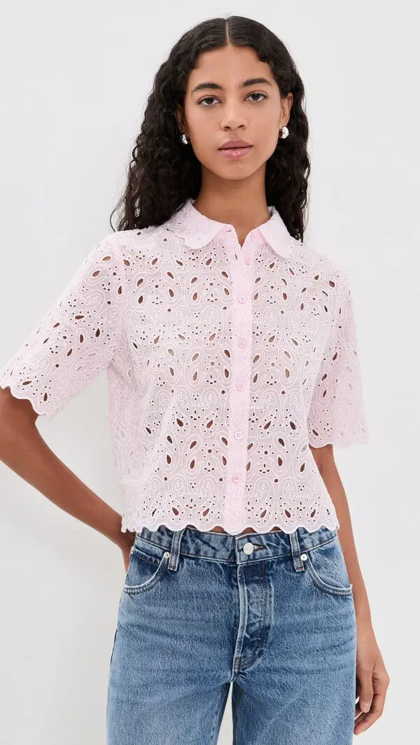 FRAME The Paisley Eyelet Top