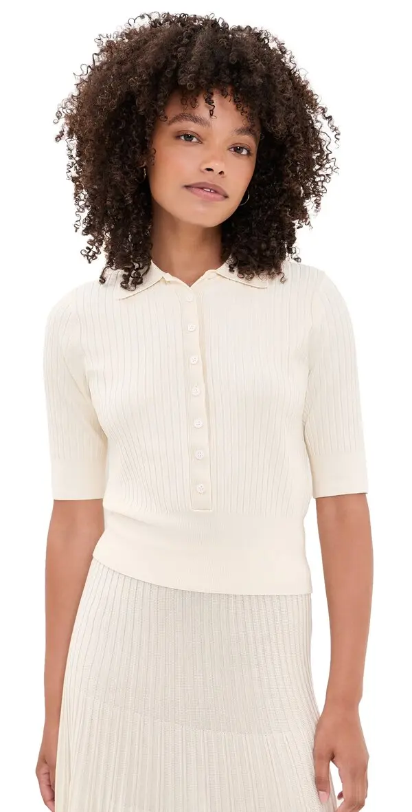 TWP Short Sleeve Polo Sweater