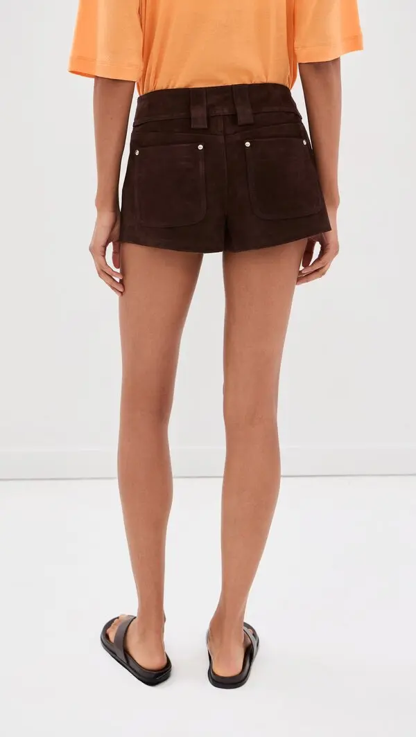 Staud Suede Lace-up Shorts