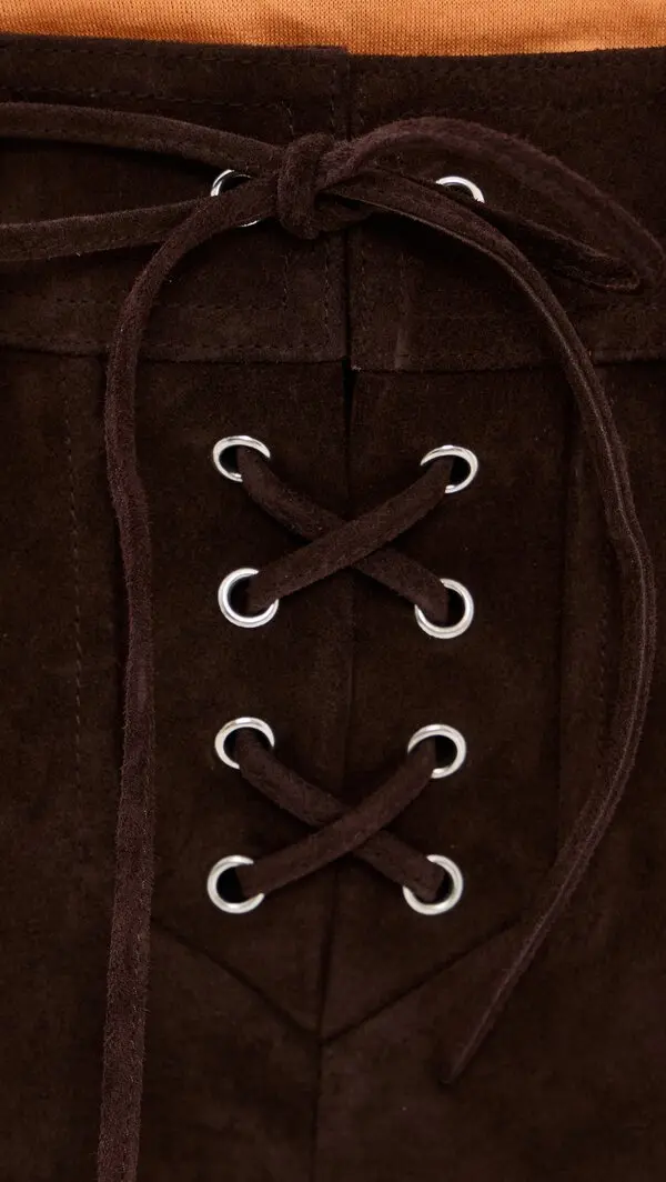 Staud Suede Lace-up Shorts