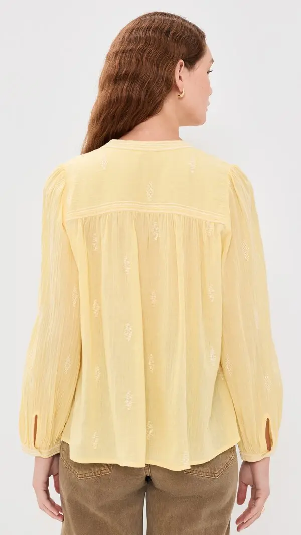 Ba&sh Fedora Shirt With Allover Leaf Embroidery