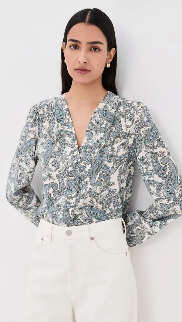 Veronica Beard Farah Paisley Print Blouse