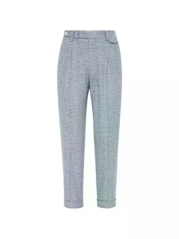 Brunello Cucinelli Plaid Pleated Trousers - Blue