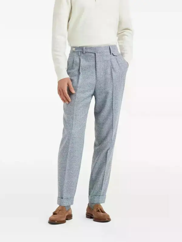 Brunello Cucinelli Plaid Pleated Trousers