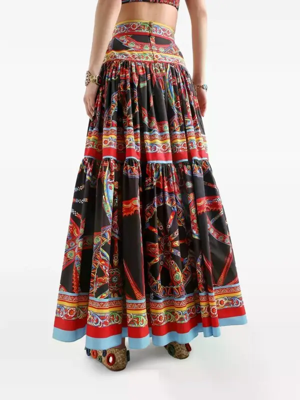 Dolce & Gabbana Carretto Print Poplin Long Skirt