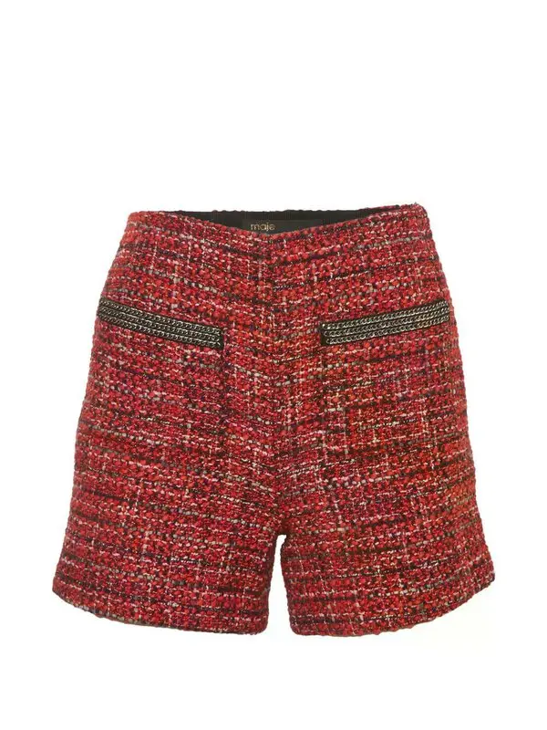 Maje Chain-detail Tweed Shorts - Red