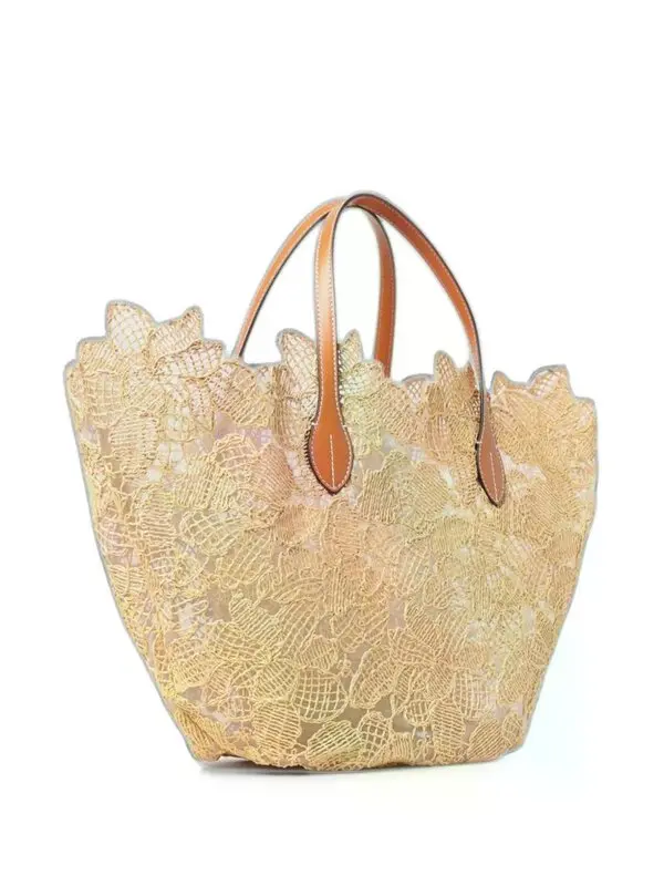 Ermanno Scervino Beige Lace Tote Bag