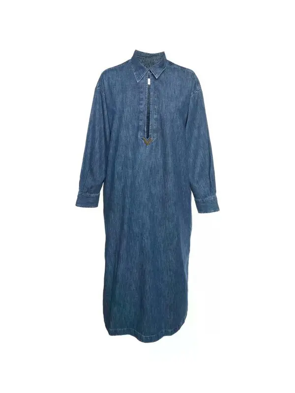 Valentino Garavani Vlogo Denim Kaftan Dress - Blue