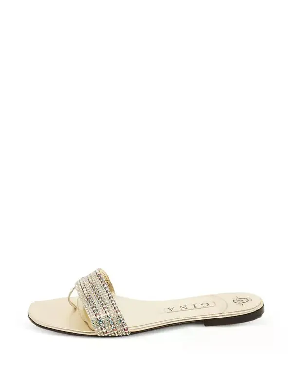 GINA Crystal-embellished Flat Sandals - Gold