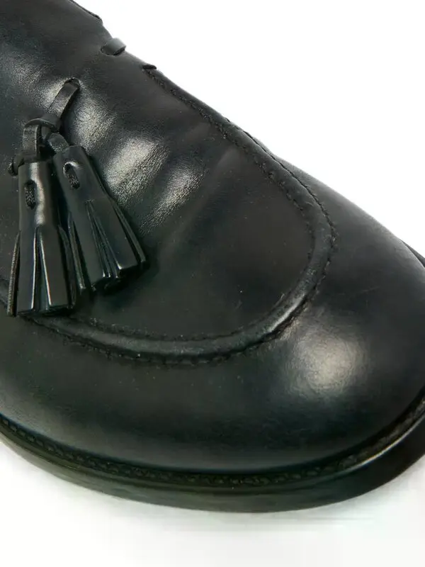 FERRAGAMO Leather Tassel Detail Loafers