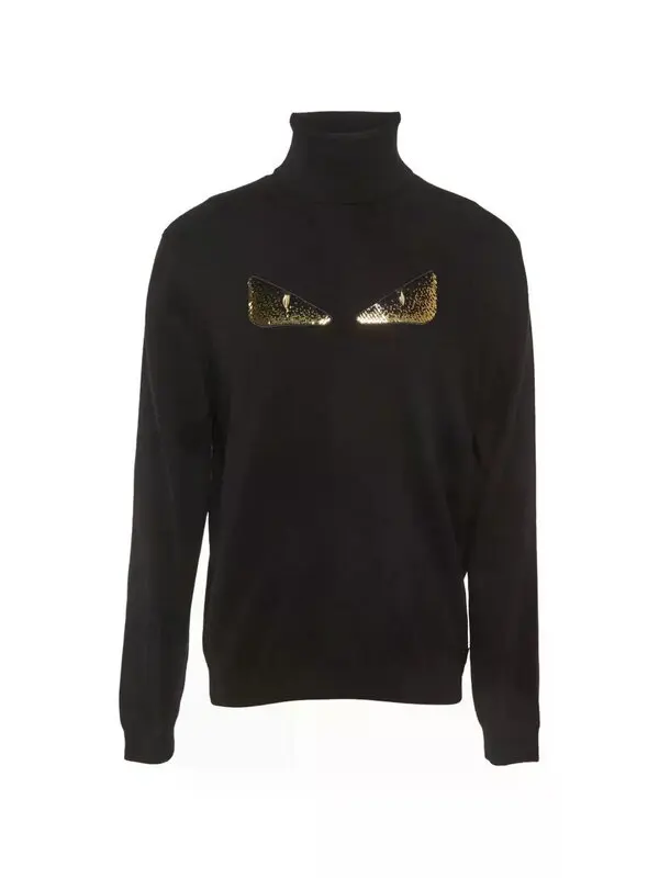 Fendi Sequin Embellished Roll Neck Sweater - Black