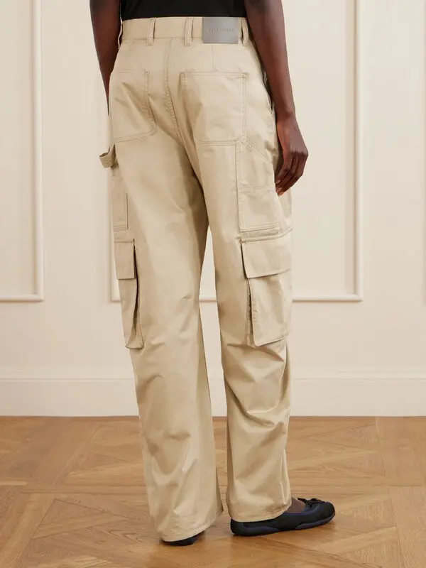 Balenciaga Cargo Cotton Wide-leg Pants - Neutrals