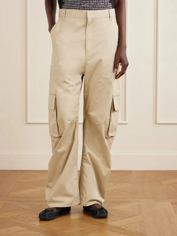 Balenciaga Cotton Wide-leg Cargo Pants - Neutrals