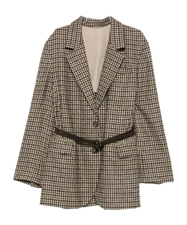Brunello Cucinelli Checked Belted Blazer - Multicolor