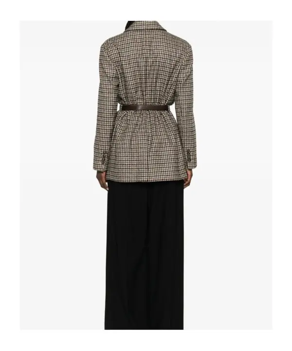 Brunello Cucinelli Checked Belted Blazer