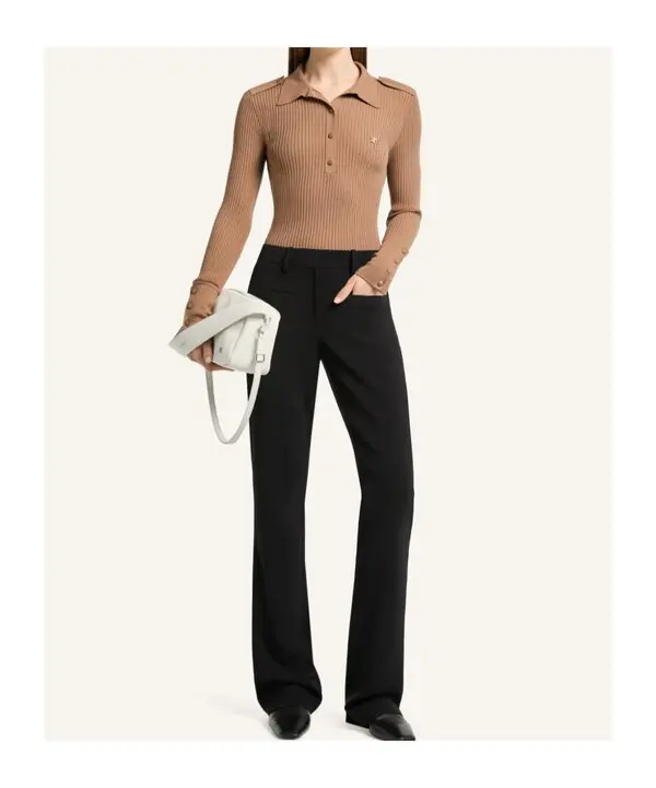 COURREGES Rib-knit Long-sleeve Polo Shirt