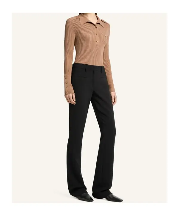 COURREGES Rib-knit Long-sleeve Polo Shirt