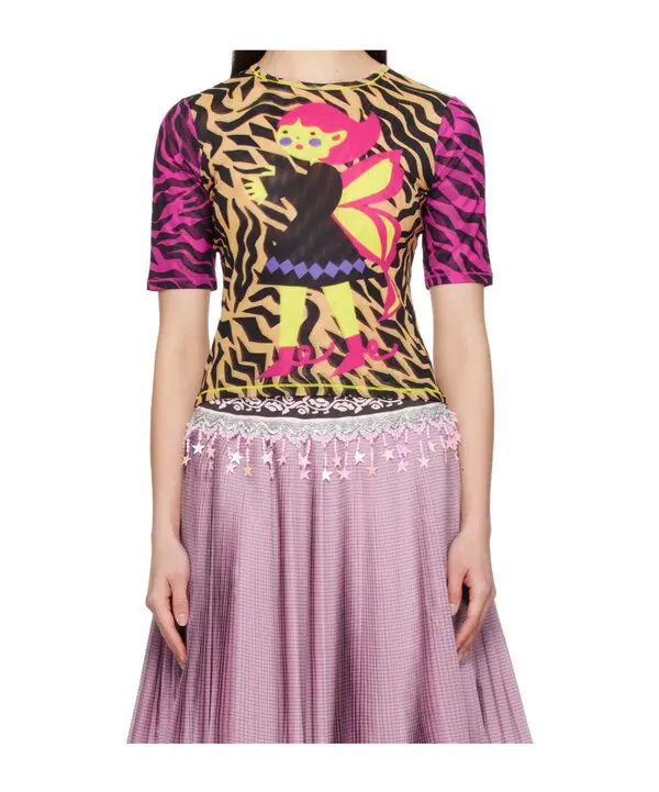 CHOPOVA LOWENA Mesh Round Neck Top