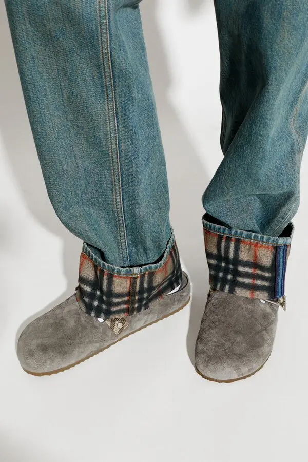 Burberry Suede Checked Mules