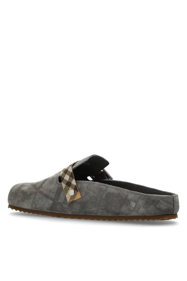 Burberry Suede Checked Mules