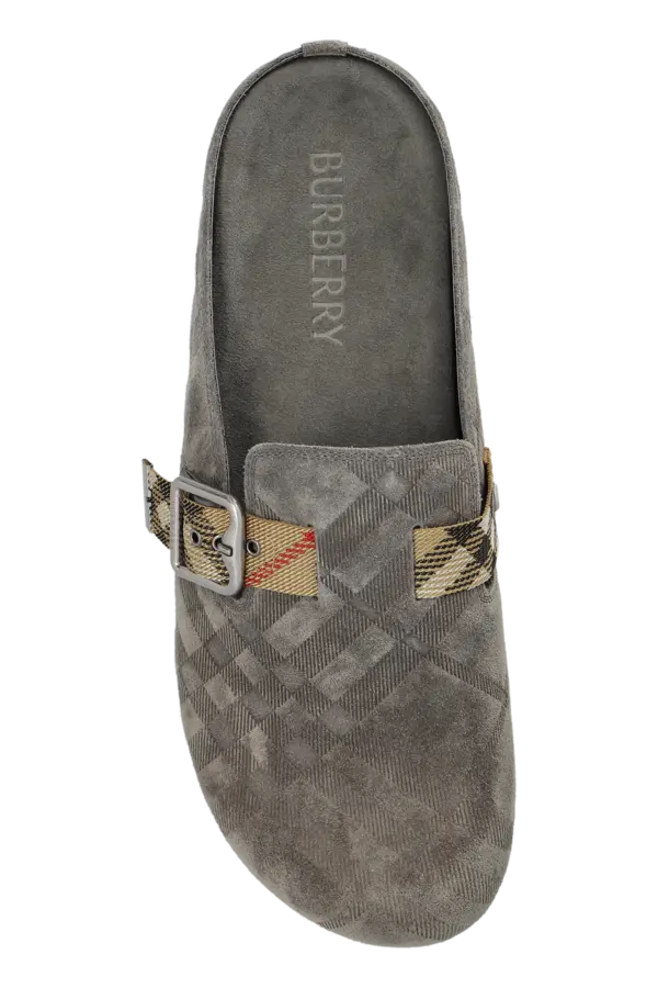 Burberry Suede Checked Mules