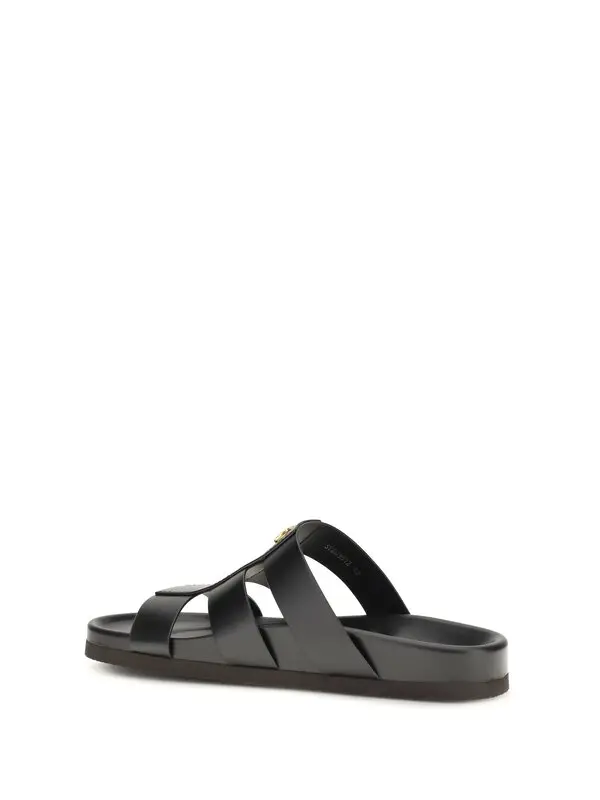 Valentino Garavani Studded Calfskin Cage Slide Sandals - Black